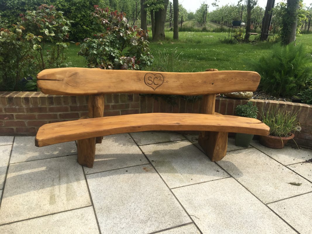 garden bench for the patio, front of the house, solid oak, memorial bench