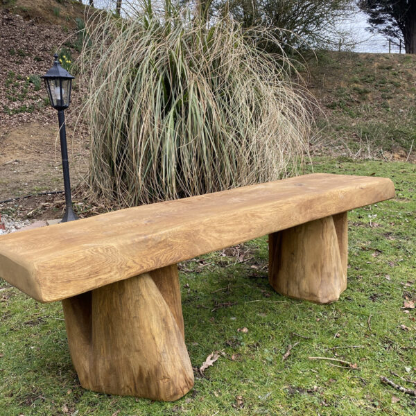 Solid oak garden bench for garden, patio. Unique and comfortable design