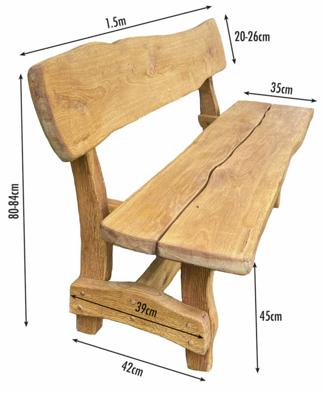 Classic Oak Bench 1.5m from The Rustic Company